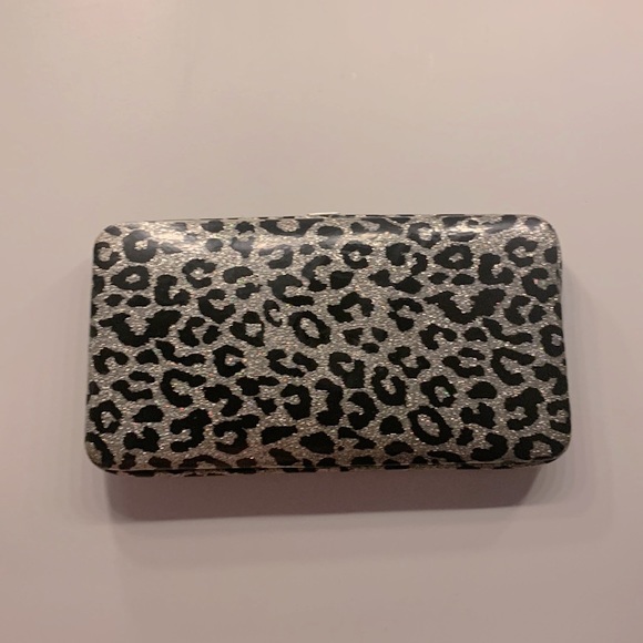 Accessories | Black And Sparkly Silver Leopard Wallet Purple Interior ...